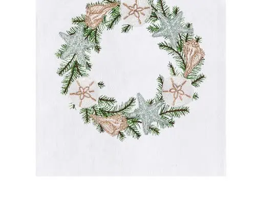 C&F HOME Coastal Shell Wreath 100% Cotton Flour Sack Dishtowel
