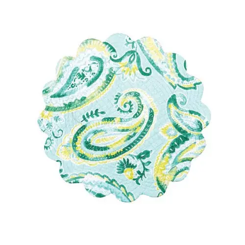 C&F HOME Jade Cotton Quilted Round Reversible Placemats Set Of 6