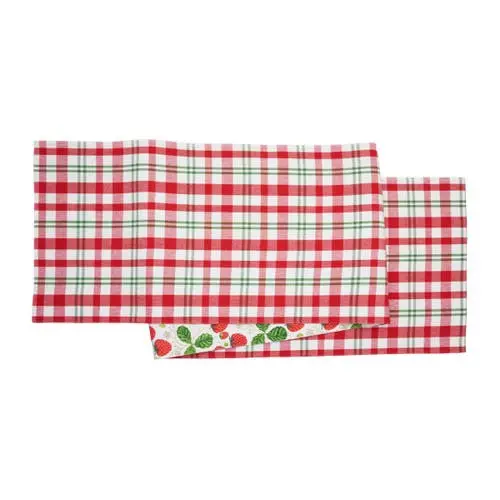 C&F HOME Strawberry Patch & Plaid Table Runner 14" X 72