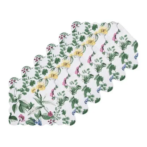 C&F HOME Marcy Blooms 100% Cotton Set Of 6 Spring Placemats 13" X 19 - Green
