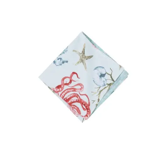 C&F HOME Behari Cotton Reversible Napkin Set Of 6 - Blue