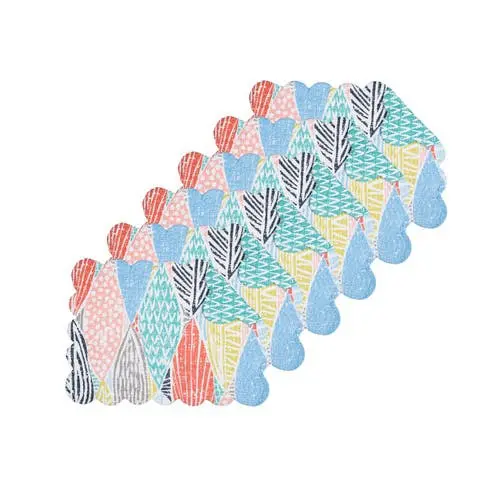 C&F HOME Surfside Sound Scalloped Placemats Set Of 6 Nautical Design Beach - Blue