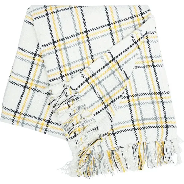 C&F HOME Honey Bee Plaid Throw - Yellow
