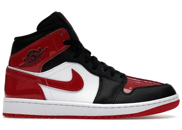 JORDAN 1 Mid Se Patent Bred Toe Sneakers - Black/white/varsity Red