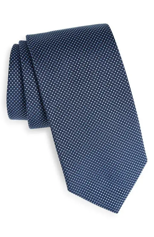 BOSS Pin Dot Silk Blend Neck Tie - Dark Blue