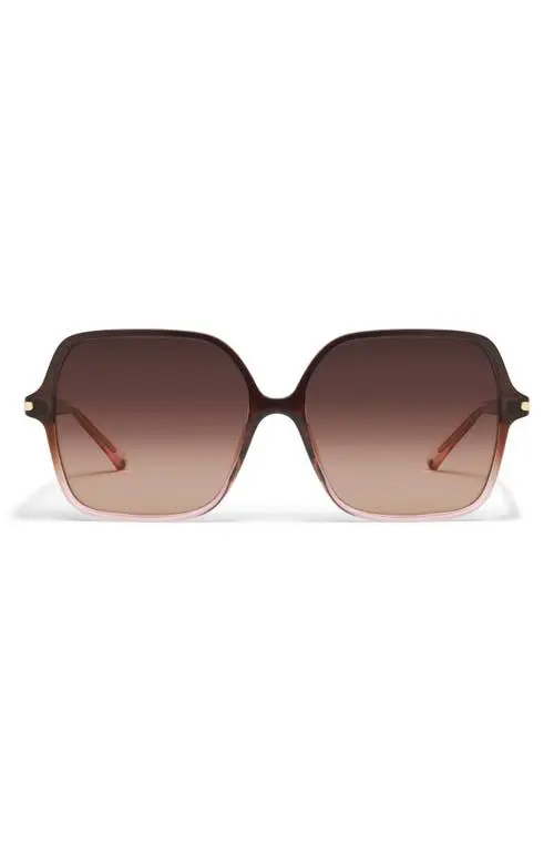 Quay Press Tour 60mm Square Sunglasses - Chocolate Peony/dark Fawn