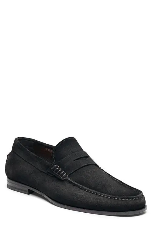 Santoni Suede Penny Loafer - Black