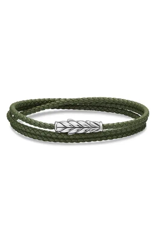 David Yurman Chevron Triple Wrap Bracelet - Green/silver
