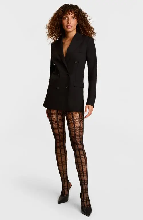 Commando Plaid Fishnet Tights - Black