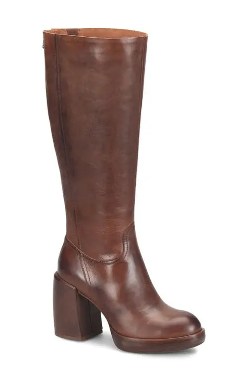 KORK-EASE® Anny Platform Knee High Boots - Rust Leather
