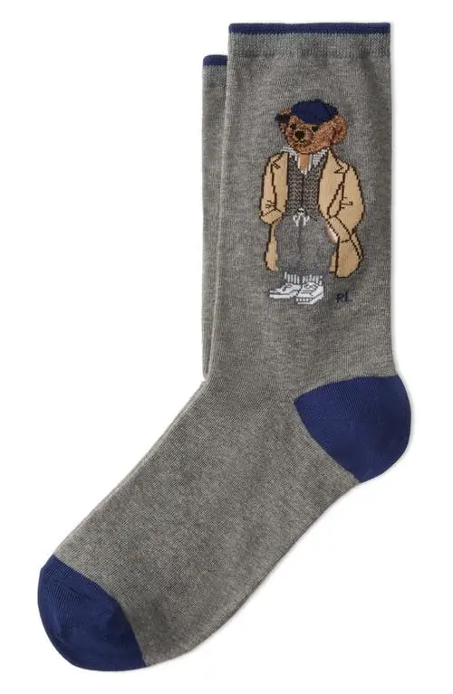 Polo Ralph Lauren Fall Bear Cotton Blend Crew Socks - Grey Heather