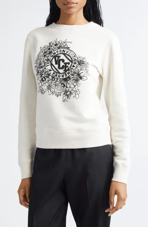 GOLDEN GOOSE Journey Floral Embroidered Crewneck Sweatshirt - Artic Wolf/black