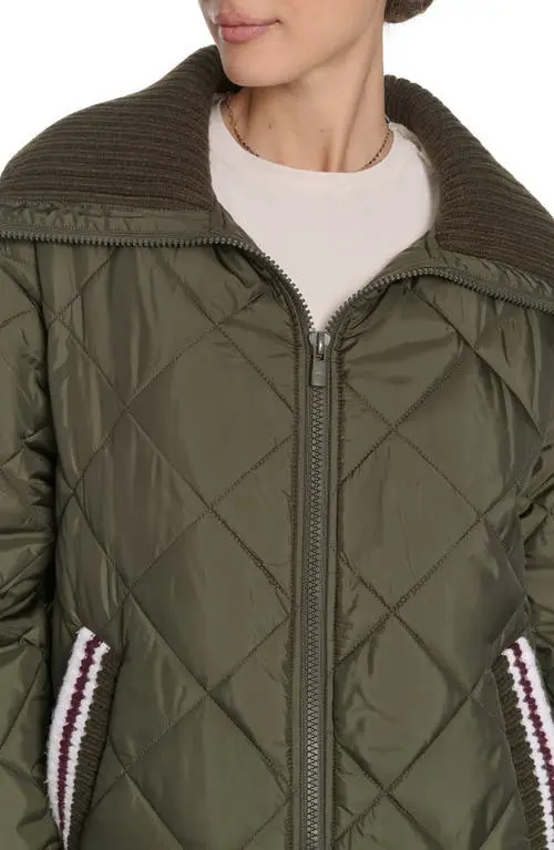 Champion Diamond Quilted Faux Shearling Lined Coat - Olive