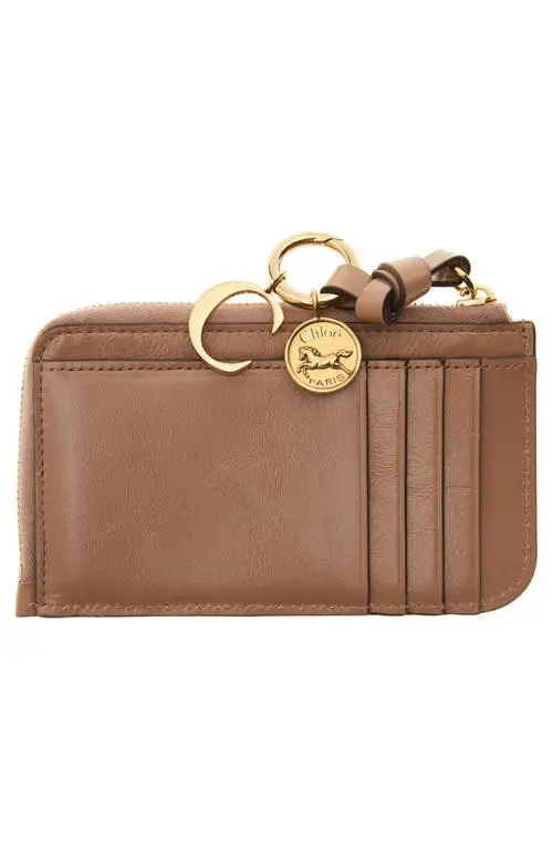 Chloé Small Alphabet Zip Leather Card Holder - Woodrose