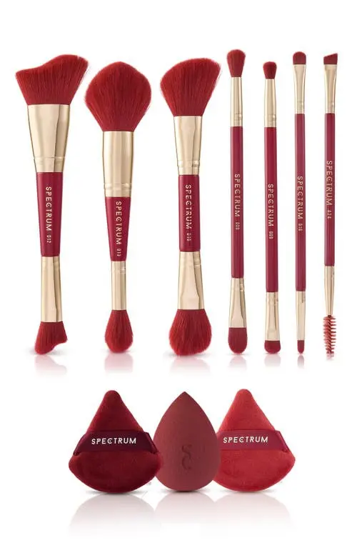SPECTRUM Very Cherry 10-piece Dual Ended Makeup Brush - Red