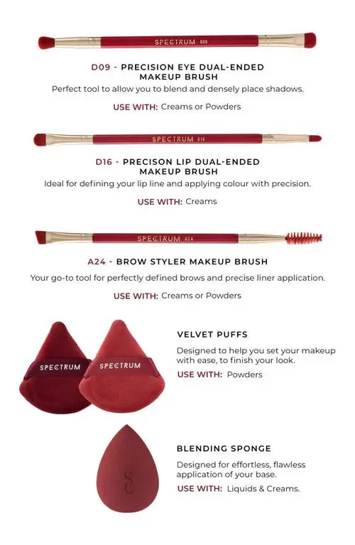 SPECTRUM Very Cherry 10-piece Dual Ended Makeup Brush