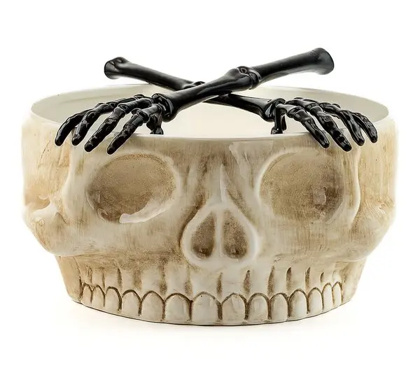10 STRAWBERRY STREET Skull Serving Bowl, With S Keleton Serving - One-color