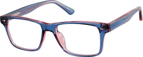 Zenni Classic Rectangle Full Rim Eyeglasses - Blue/pink