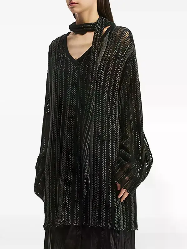 B+AB Tie-neck Ribbed-knit Sweater