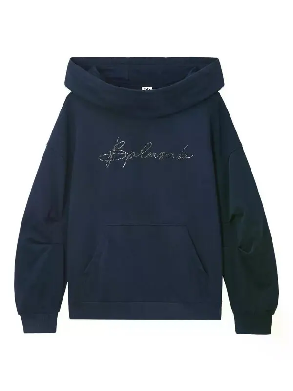 B+AB Embellished-logo Hoodie - Blue