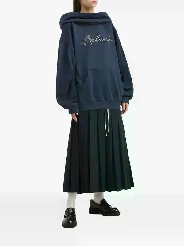 B+AB Embellished-logo Hoodie - Blue