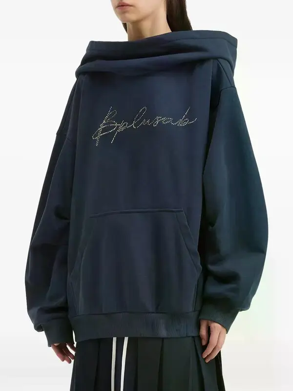 B+AB Embellished-logo Hoodie - Blue