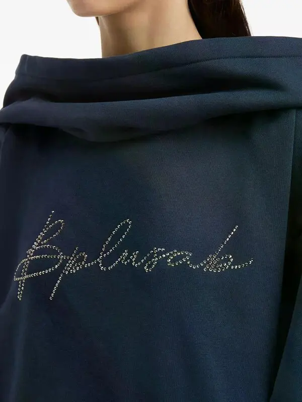 B+AB Embellished-logo Hoodie - Blue