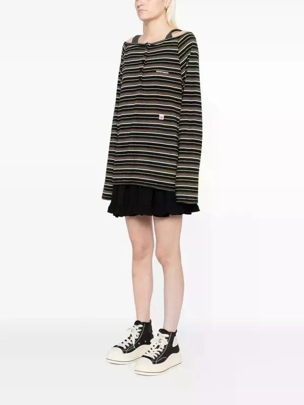 MINI CREAM Logo-embroidered T-shirt And Skirt Set