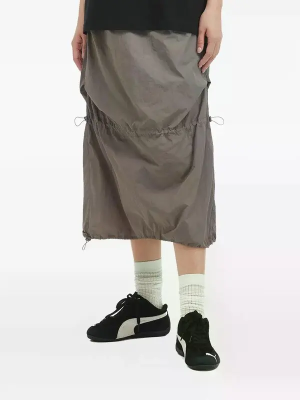 MINI CREAM Drawstring Midi Skirt
