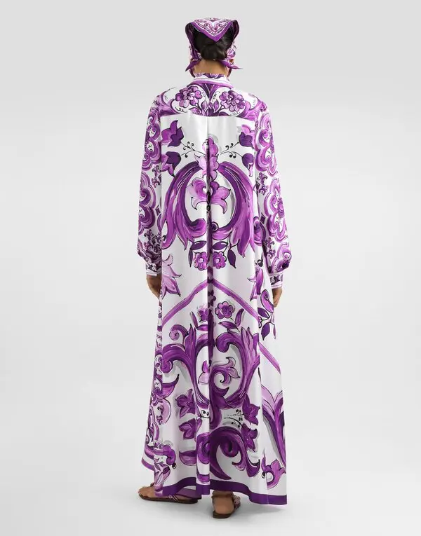 Dolce & Gabbana Majolica-print Long Twill Shirt Dress - Multicolor