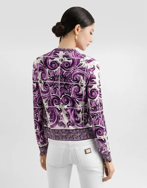 Dolce & Gabbana Majolica-print Silk Cardigan
