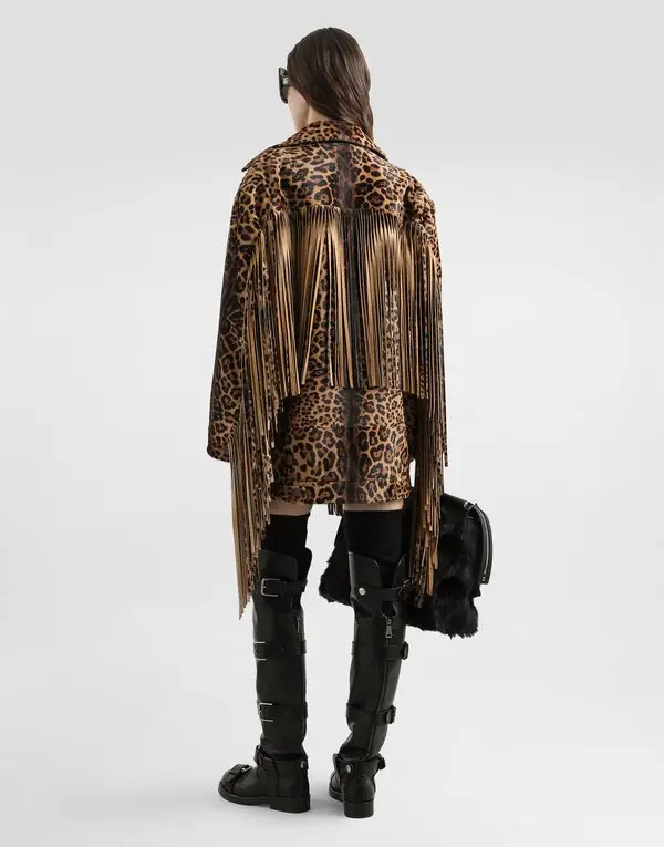 Dolce & Gabbana Leopard-print Fringed Jacket