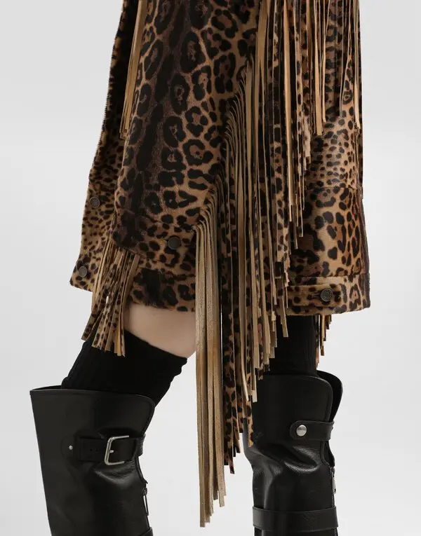 Dolce & Gabbana Leopard-print Fringed Jacket