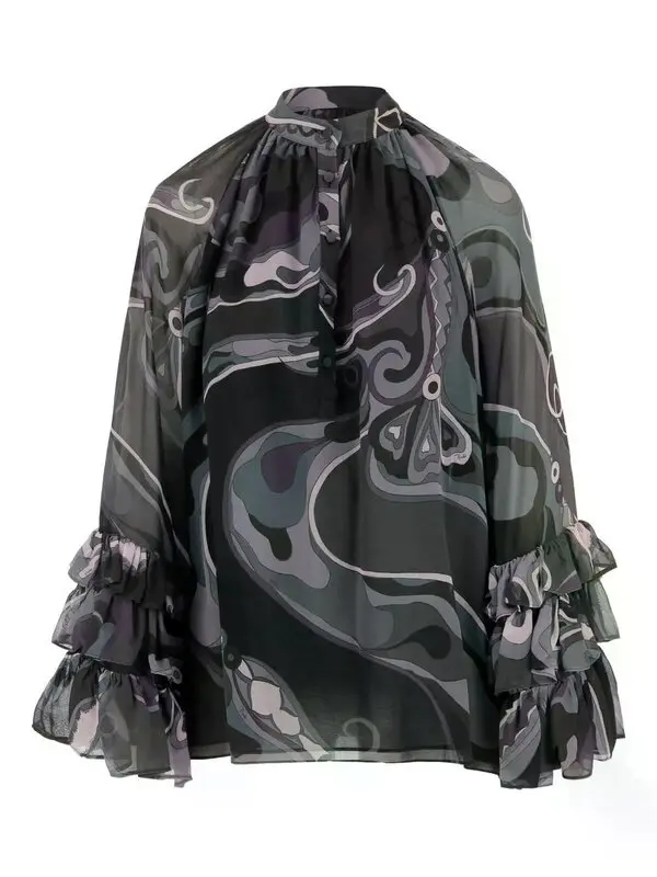 Emilio Pucci Abstract-print Ruffled Blouse