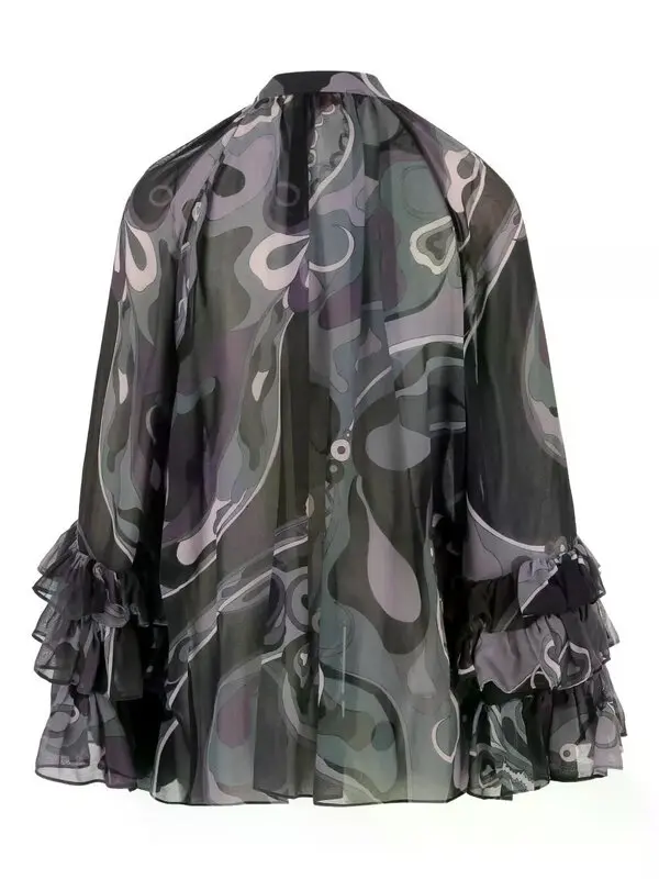 Emilio Pucci Abstract-print Ruffled Blouse