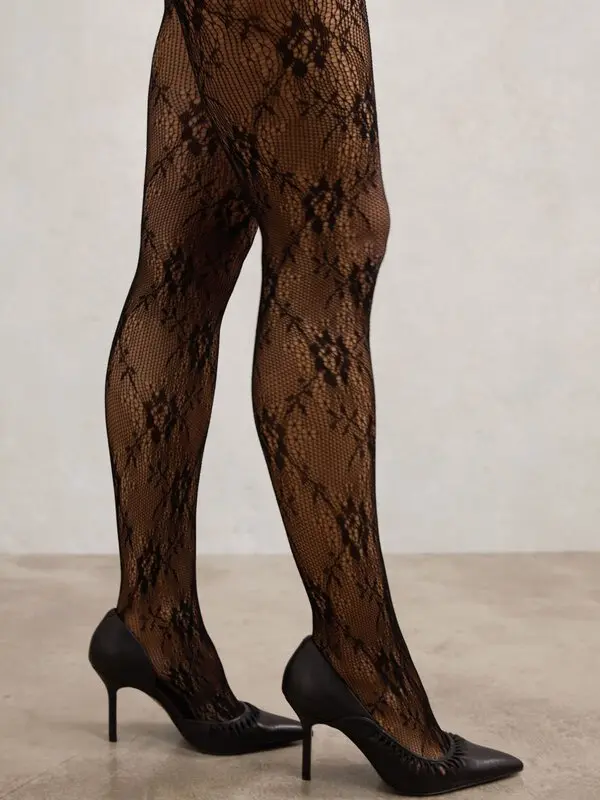 REISS Lara Floral Lace Tights