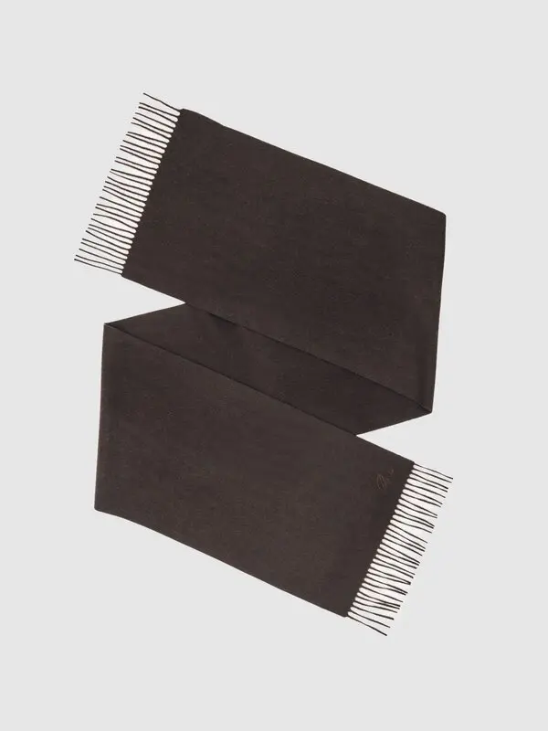 REISS Picton Wool-cashmere Script-logo Scarf - Chocolate Brown