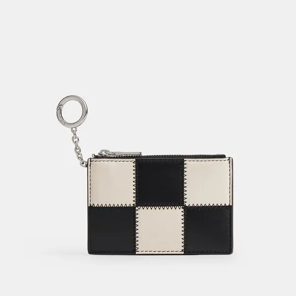 COACHTOPIA Zip Card Case With Key Ring In Upcrafted Leather - Black/chalk