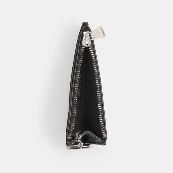 COACHTOPIA Zip Card Case With Key Ring In Upcrafted Leather - Black/chalk