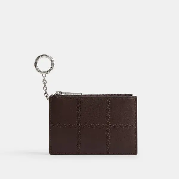 COACHTOPIA Zip Card Case With Key Ring In Upcrafted Leather - Maple