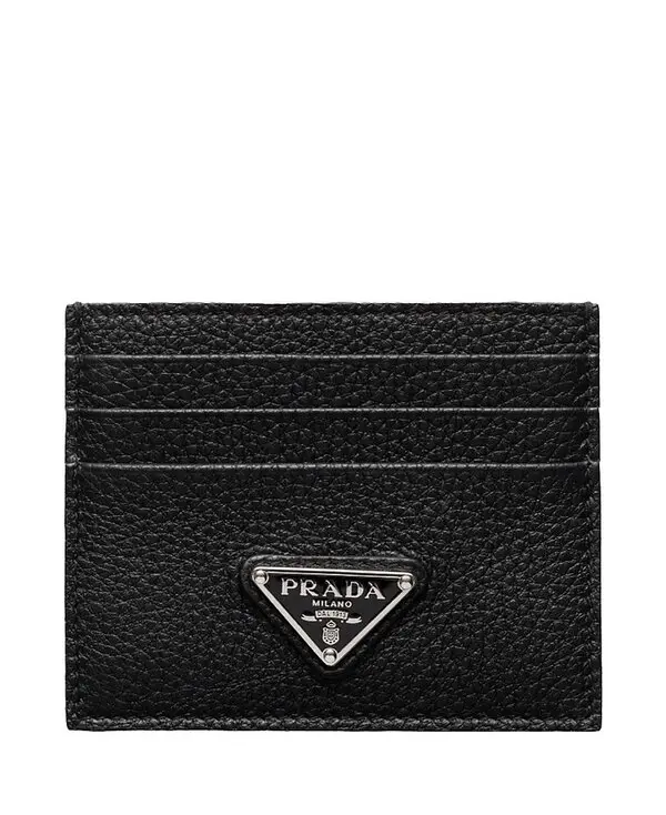 Prada Leather Card Holder - Black Crocodile