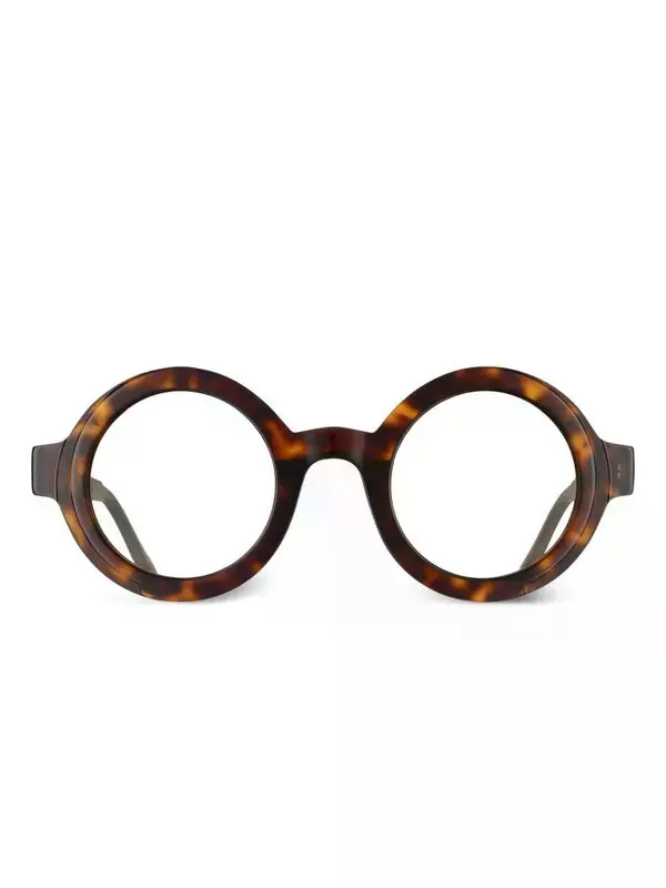 MASSADA Pierced Hemisphere Round-frame Glasses - Brown