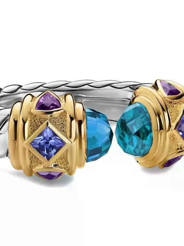 David Yurman Renaissance Multi-stone Ring In 14k Yellow Gold And Sterling