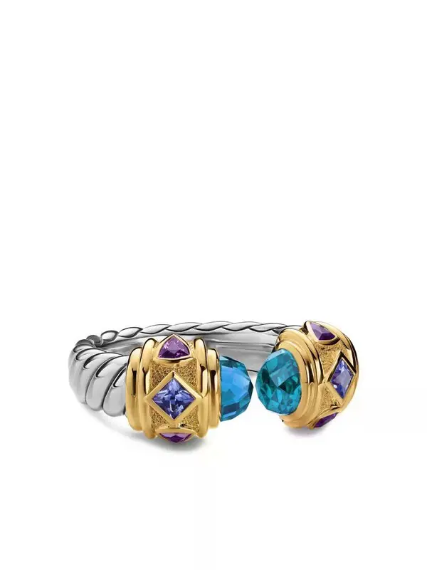 David Yurman Renaissance Multi-stone Ring In 14k Yellow Gold And Sterling