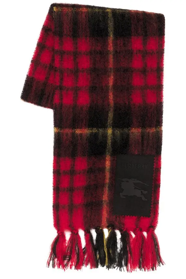 Burberry Tartan Check Mohair Scarf In Red - Post Red