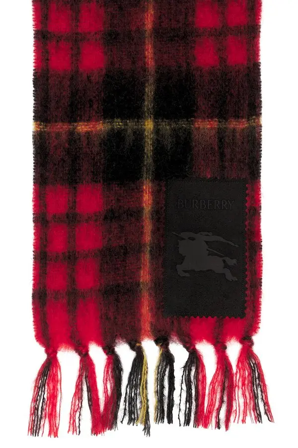 Burberry Tartan Check Mohair Scarf In Red - Post Red