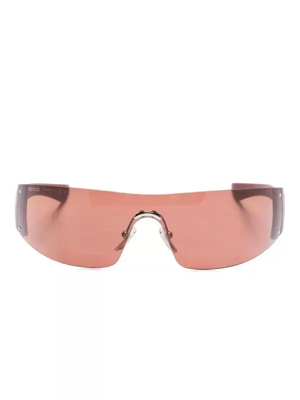 Gucci Crystal-embellished Shield Sunglasses - Brown