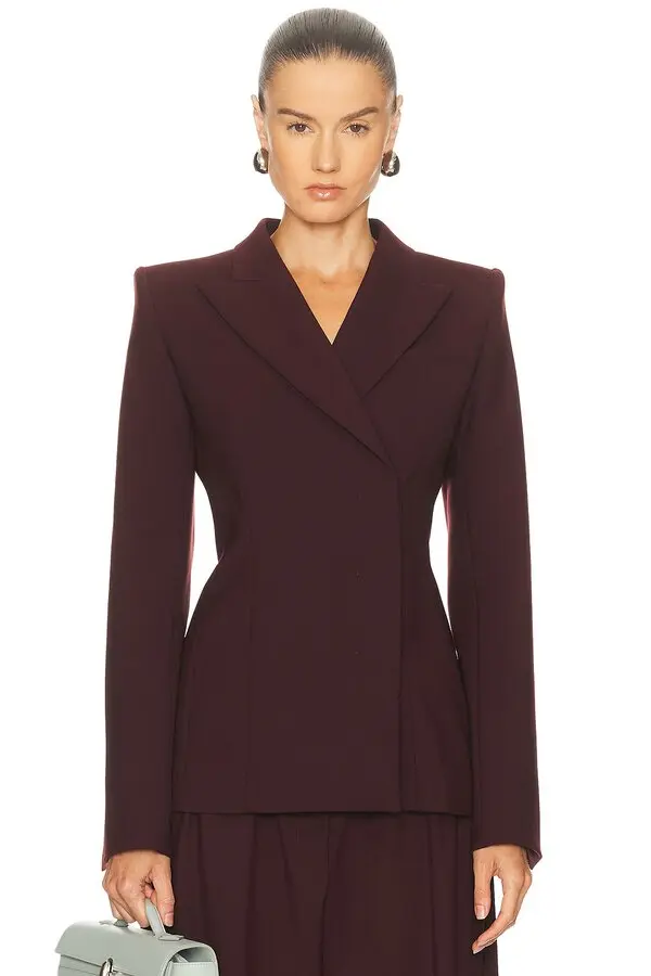 Sportmax Fitted Double-breasted Blazer - Wine