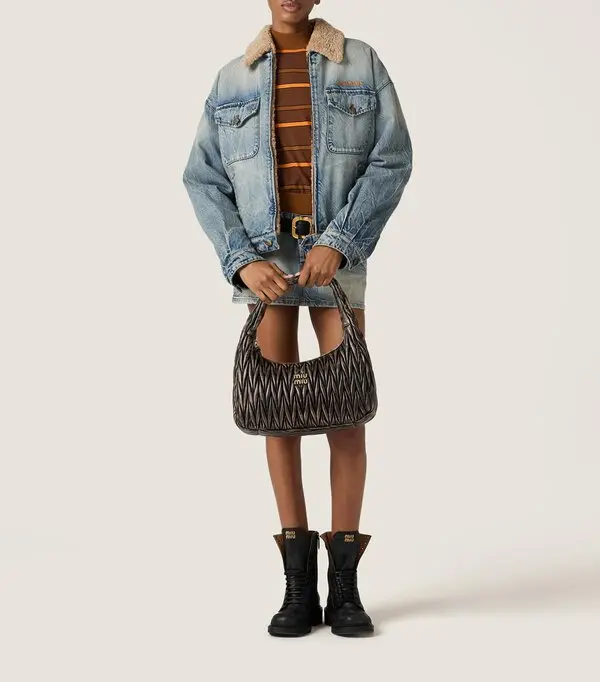 Miu Miu Matelassé Calfskin Wander Shoulder Bag - Brown