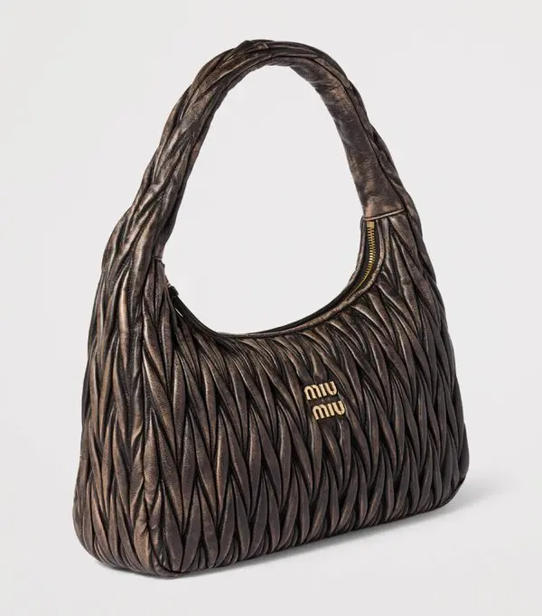 Miu Miu Matelassé Calfskin Wander Shoulder Bag - Brown